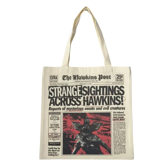 Stranger Things Hawkins shopping bag, bevásárlótáska 40 cm - Lyamar.hu