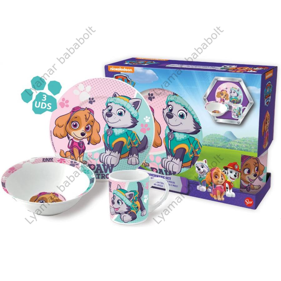 Gyerek díszdobozos porcelán étkészlet, Mancs őrjárat